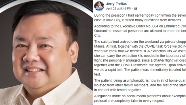Mayor Jerry Treñas Explains Why COVID-19 Patient Was Allowed To Fly To ...
