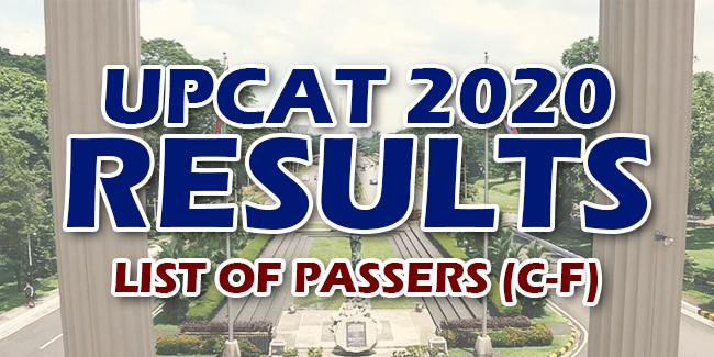 UPCAT 2020 Results List Of Passers (C-F) | Newspapers