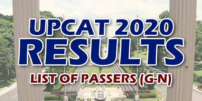 UPCAT 2020 Results List Of Passers (G-N) | Newspapers