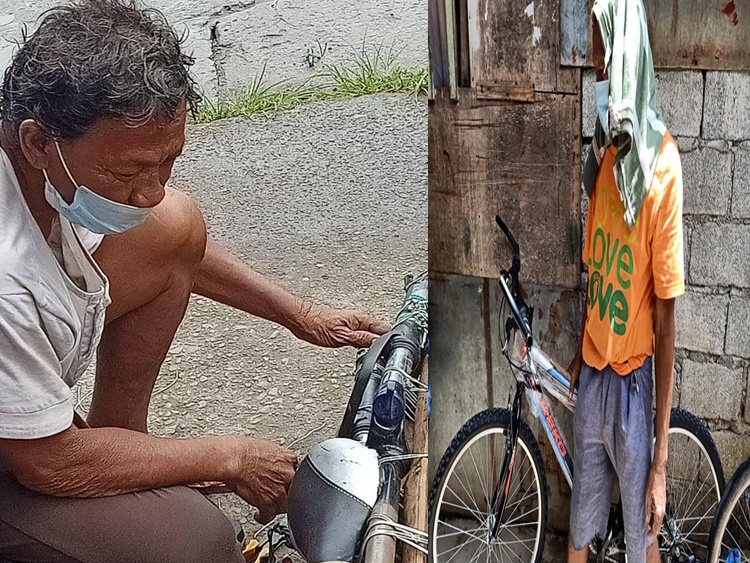 Poor Man Fixing His Improvised Bike Receives Brand New Bike