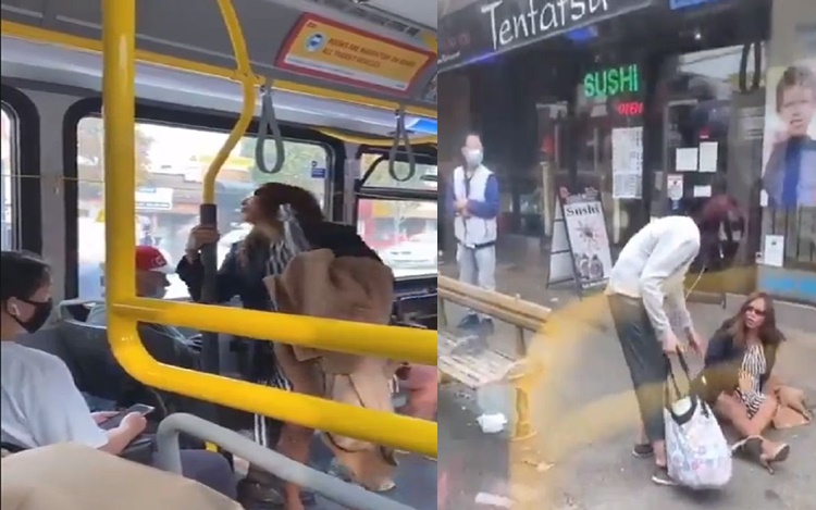 Lady Passenger w/ No Mask Spits on Fellow Commuter, Pushed Off the Bus