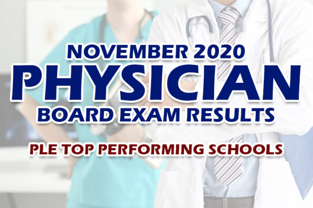 Physician Board Exam PLE Results November 2020 TOP PERFORMING