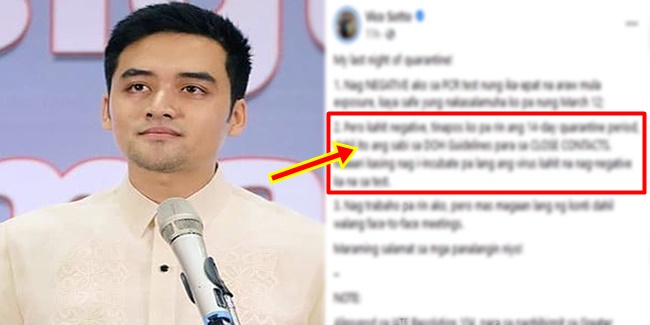 Pasig Mayor Vico Sotto Undergoes 14-Day Quarantine, Posts Update
