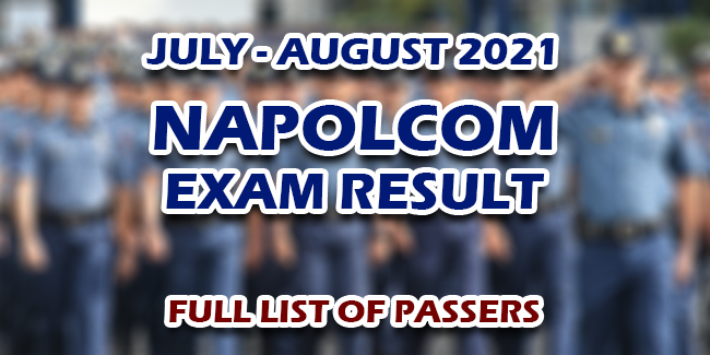 NAPOLCOM Exam Result July-August 2021 FULL LIST