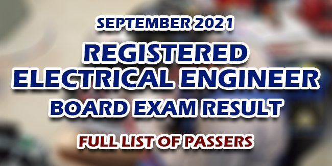Registered Electrical Engineer Board Exam Result September 2021 FULL LIST