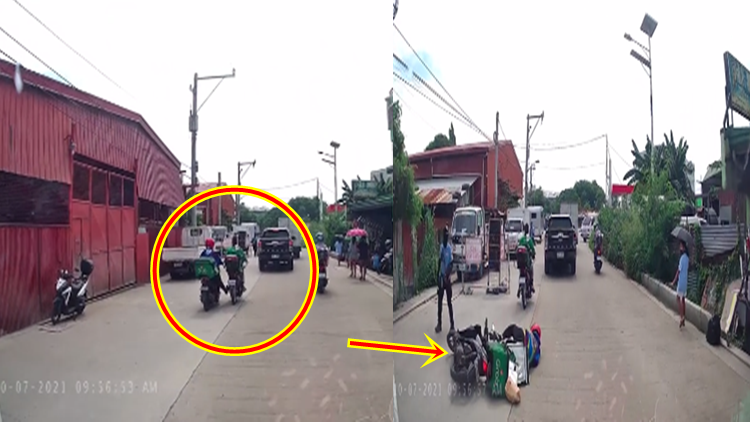 Delivery Rider Gets Into Accident While Pushing Fellow Rider (Video)