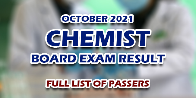 Chemist Board Exam Result October 2021 FULL LIST