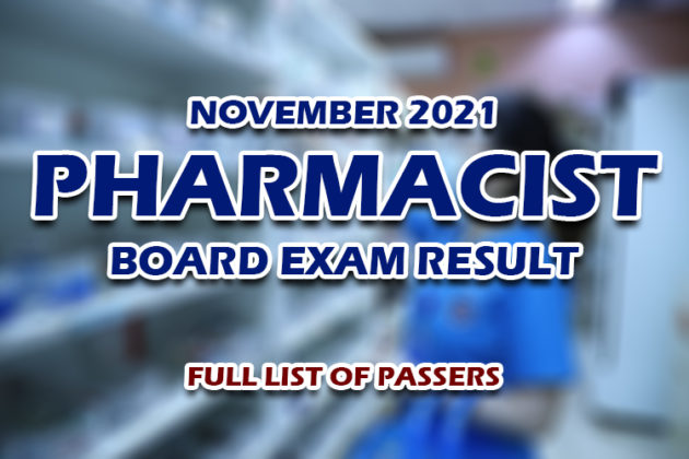 Pharmacist PhLE Board Exam Result November 2021 FULL LIST