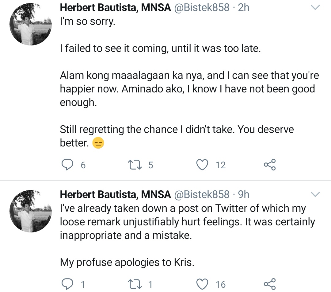 Herbert Bautista Apologizes to Kris Aquino Over Missed Proposal Post