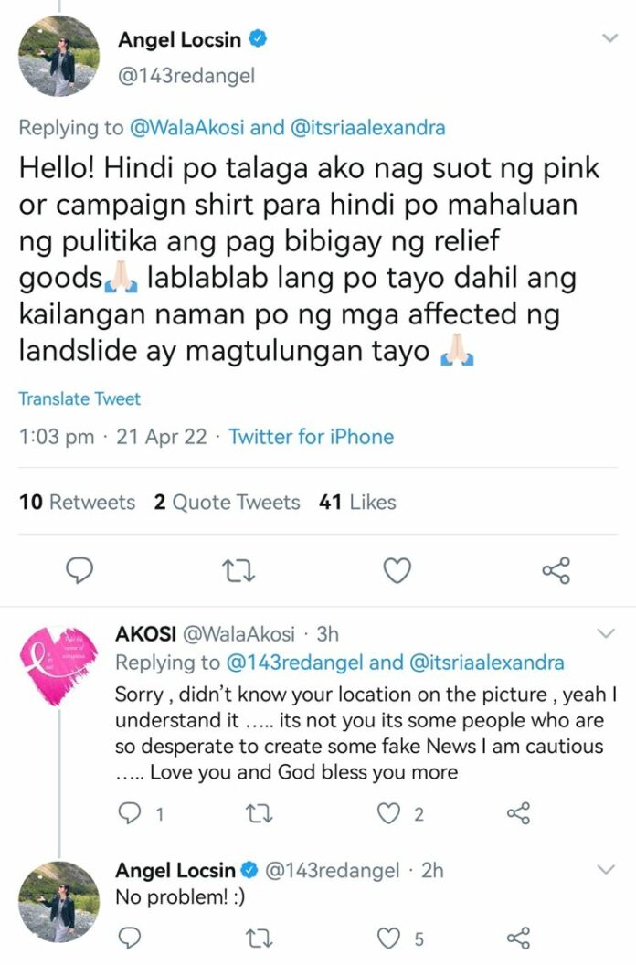 Angel Locsin Explains Reason Why She Doesn't Wear Pink at Relief Goods ...