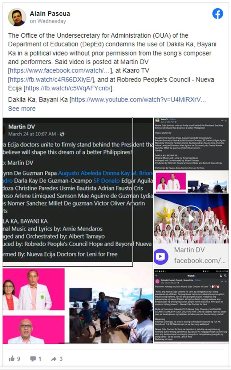 DepEd Calls Out Robredo's Camp for Using their Song for 'Frontliners ...