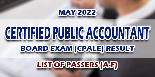 Certified Public Accountant CPA Board Exam Result May 2022 LIST OF ...