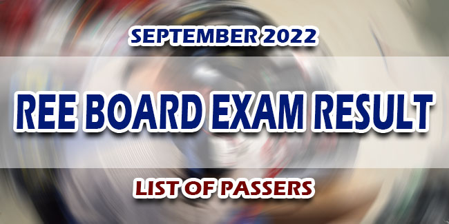 REE Board Exam Result September 2022 LIST OF PASSERS