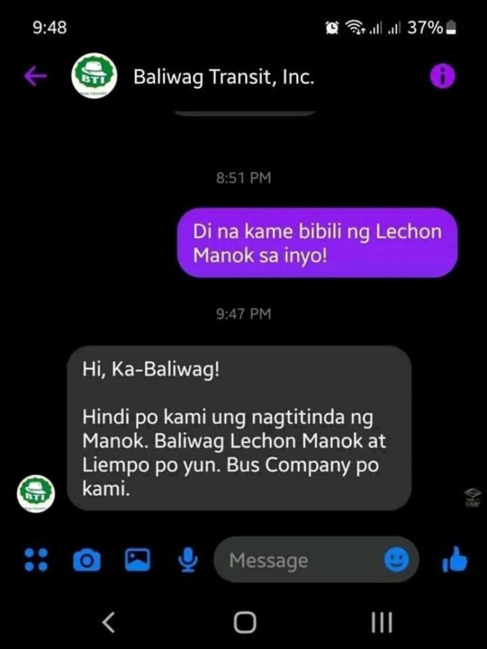Baliwag Transit Mistaken as Baliwag Lechon Manok