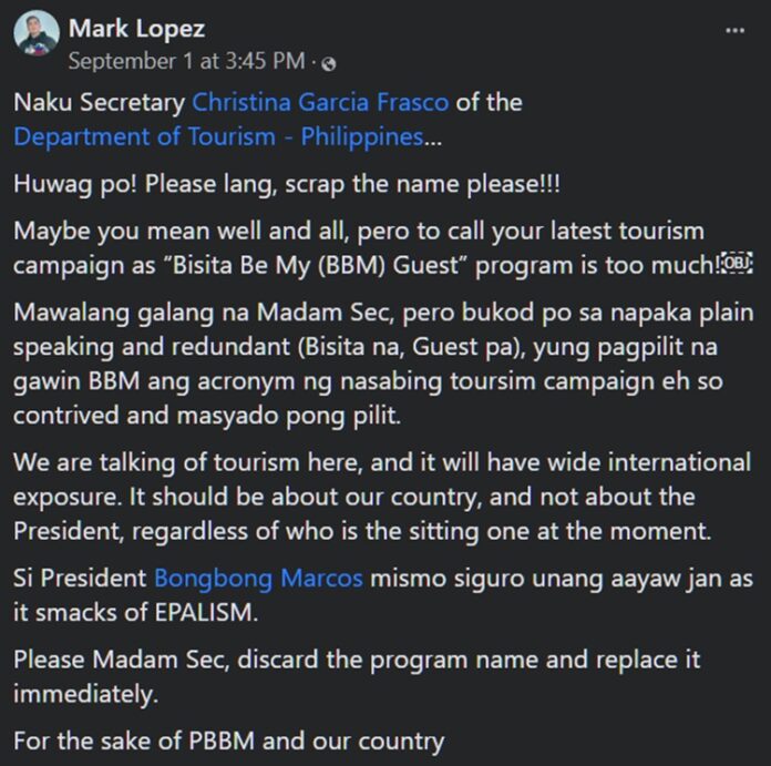 Bisita Be My (BBM) Guest Program of Tourism Sec. Christina Garcia ...