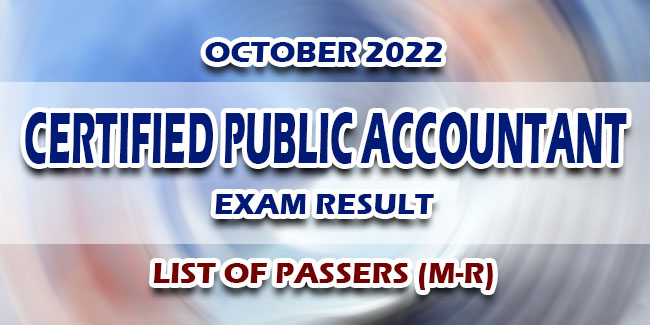 Certified Public Accountant Exam Result October 2022 LIST OF PASSERS (M-R)