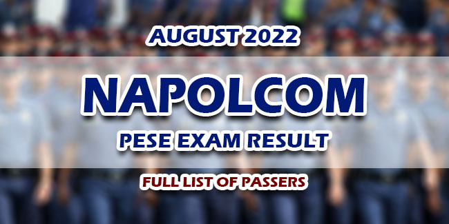 NAPOLCOM PESE Exam Result August 2022 FULL LIST