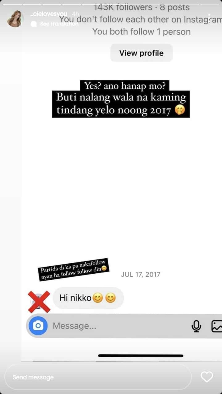 Nikko Natividad's Wife Posts Screenshot of Private Message Her Husband Received