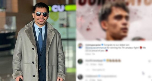 Manny Pacquiao Congratulates Son Jimuel for Winning his 7th Amateur Fight