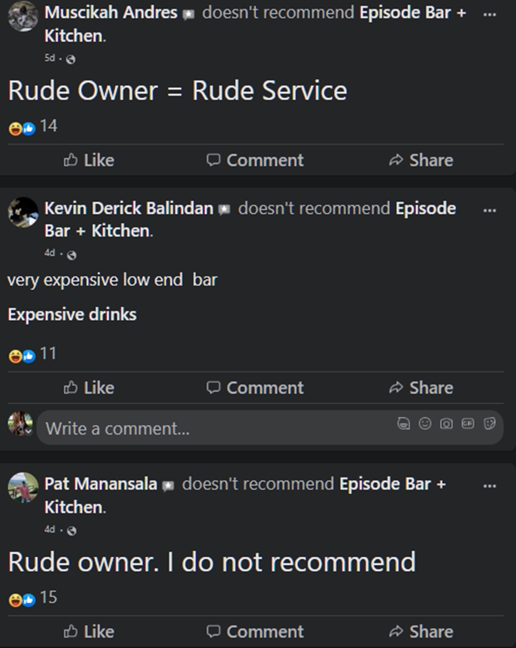 Rendon Labador's Episode Bar + Kitchen Restaurant Flooded with Negative ...