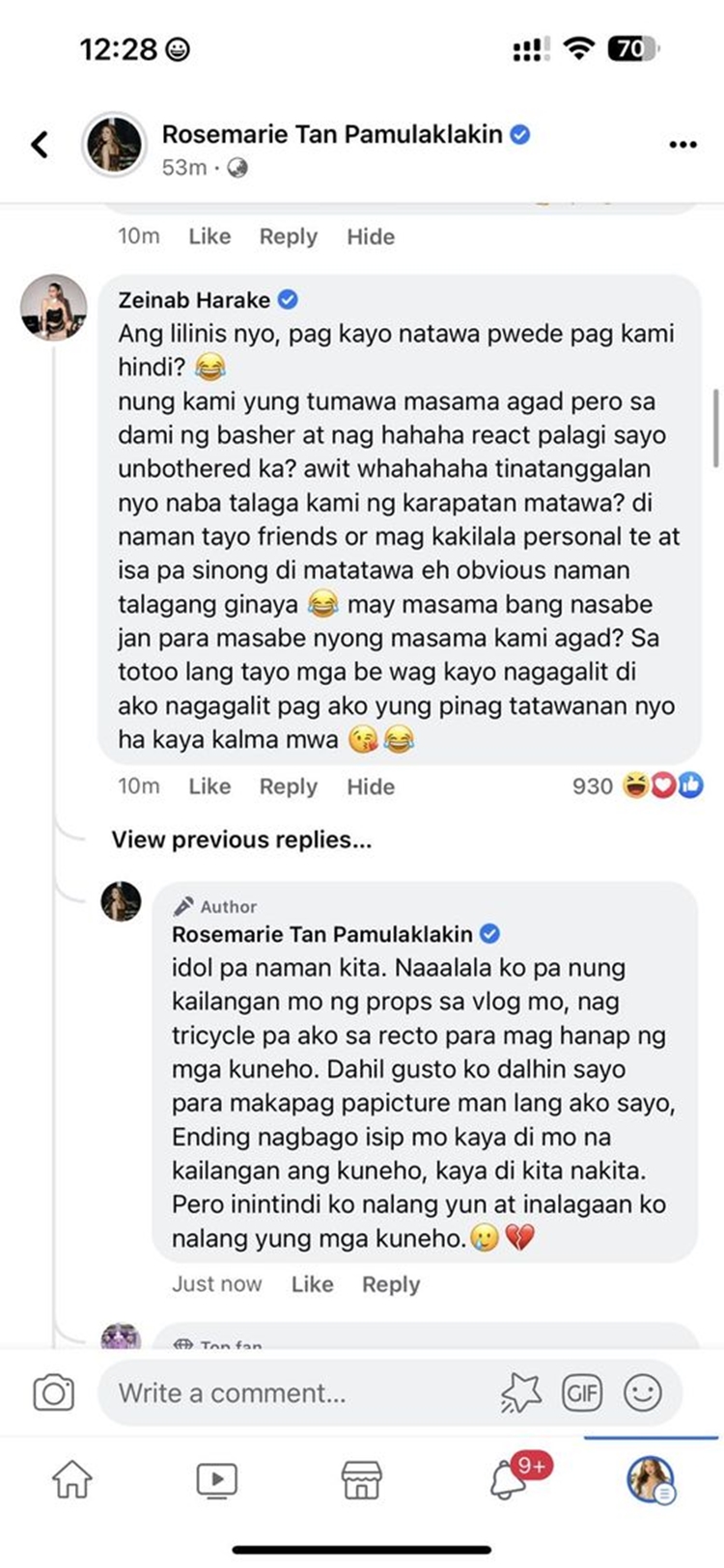 Zeinab Harake Reacts to "Nakakalungkot naman" Post of Rosmar Tan