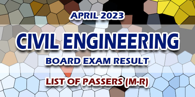 Civil Engineering Board Exam Result April 2023 LIST OF PASSERS (M-R)