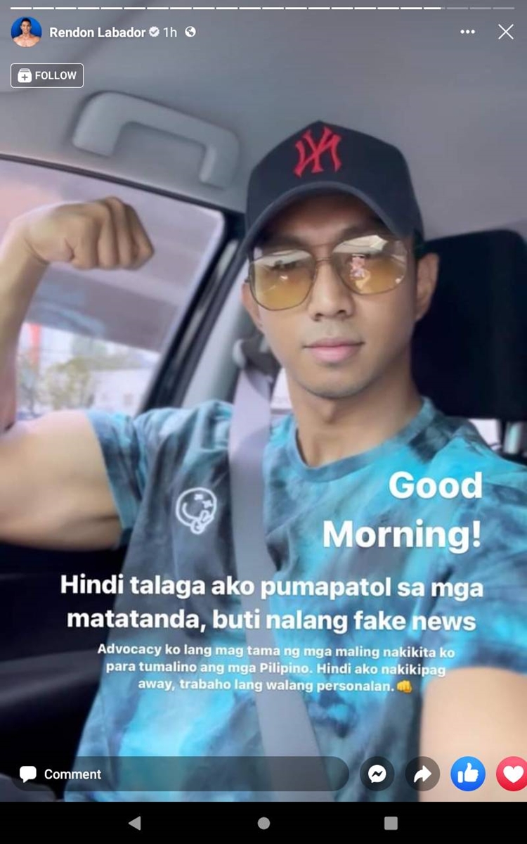 Ben Tulfo Takes Swipe at Rendon Labador: "Wag pumatol sa mga babae"