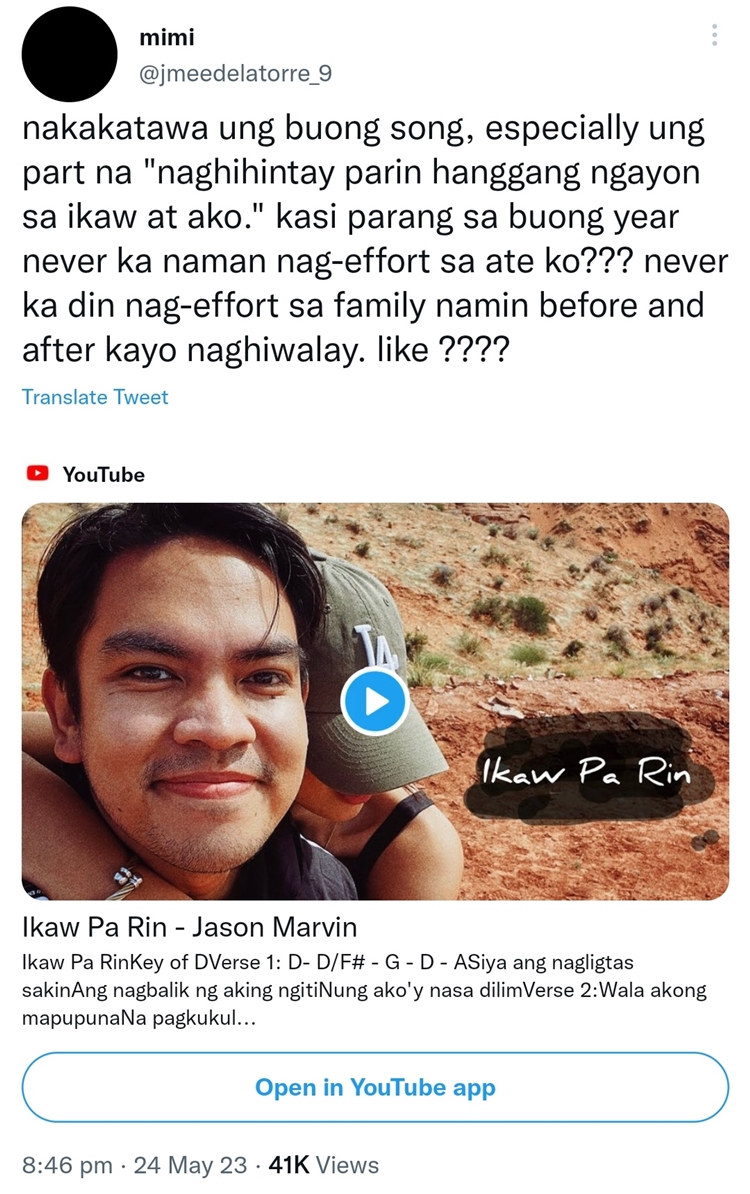 Moira Dela Torre's Sister Calls Out Jason Marvin: "Never ka naman nag-effort sa ate ko"
