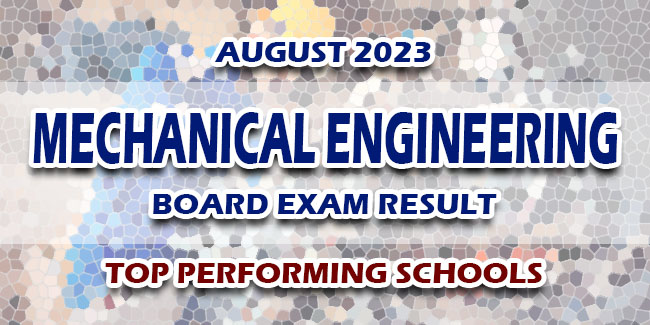 Mechanical Engineering Board Exam Result August 2023 TOP PERFORMING ...