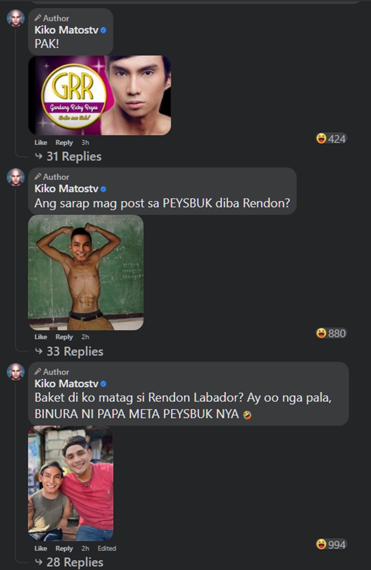 Kiko Matos Throws Shade at Rendon Labador: "Di bale ng walang buhok ...