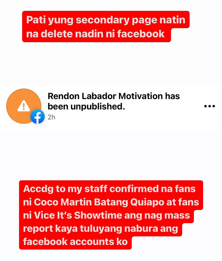 Rendon Labador Says 'Rendon Labador Motivation' Facebook Page Has Been ...