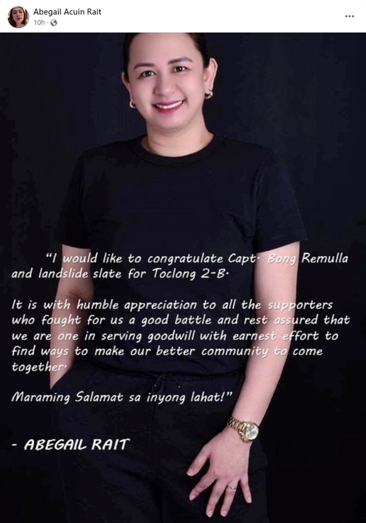 Abegail Rait Fails to Win in the Barangay Election | Newspapers