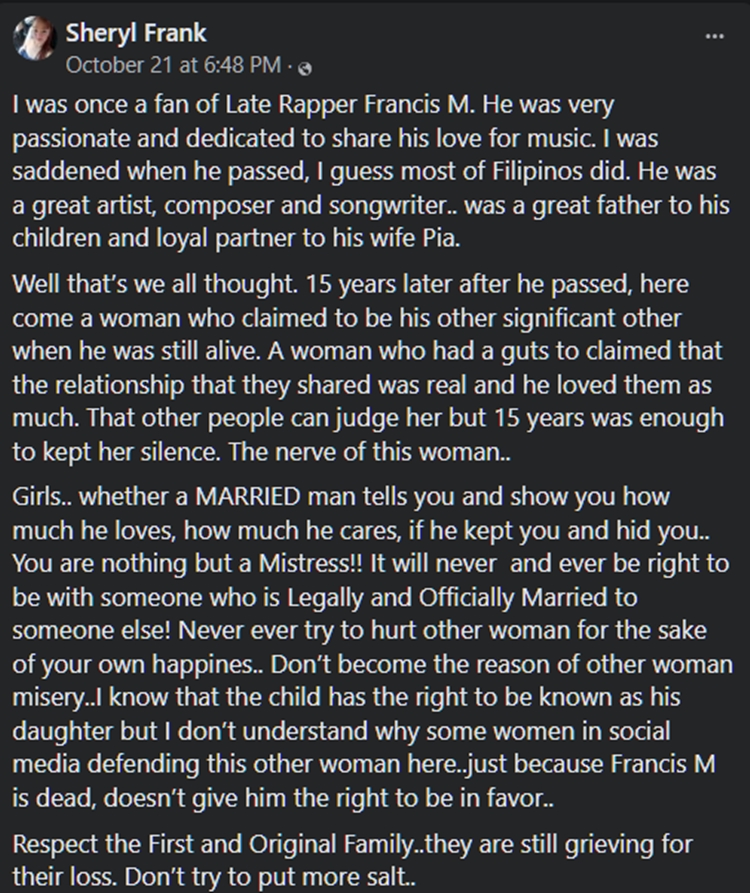 Francis M's Fan Pens Open Letter to Abegail Rait: “Respect the First ...