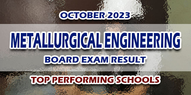 Metallurgical Engineering Board Exam Result October 2023 TOP PERFORMING ...