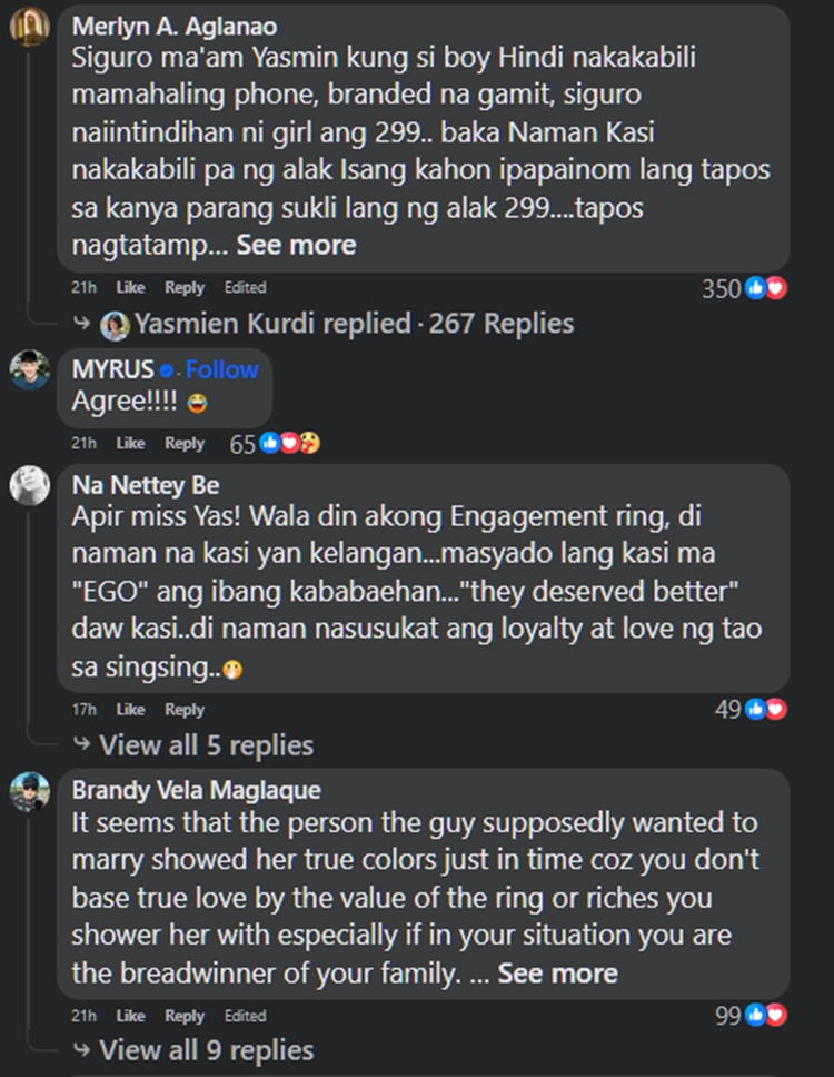 Yasmien Kurdi on 299 Engagement Ring Issue: "Medyo OA... Ako nga wala" | Newspapers