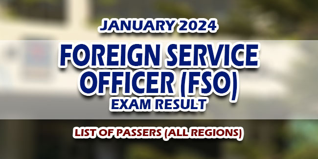Foreign Service Officer FSO Exam Result January 2024 LIST OF PASSERS ...
