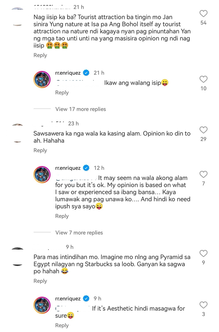 RR Enriquez Reacts to Criticism of Her Defense of Chocolate Hills ...