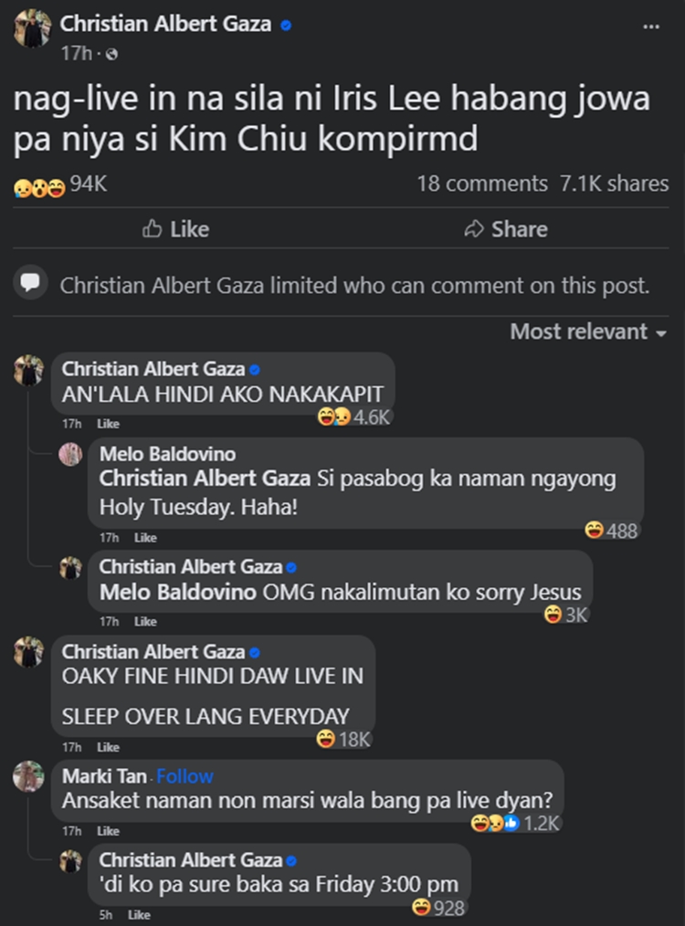 Xian Gaza Claims Xian Lim and Iris Lee Were Living Together During His Relationship with Kim ...