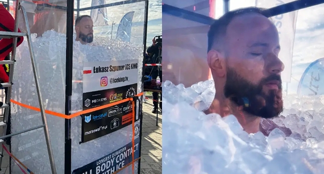 Man Submerges His Entire Body in Crushed Ice for Over Four Hours ...
