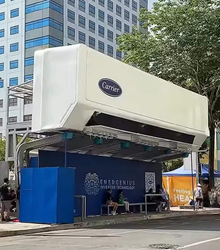 Giant Aircon Installed at Bus Stop in BGC, Taguig | Newspapers