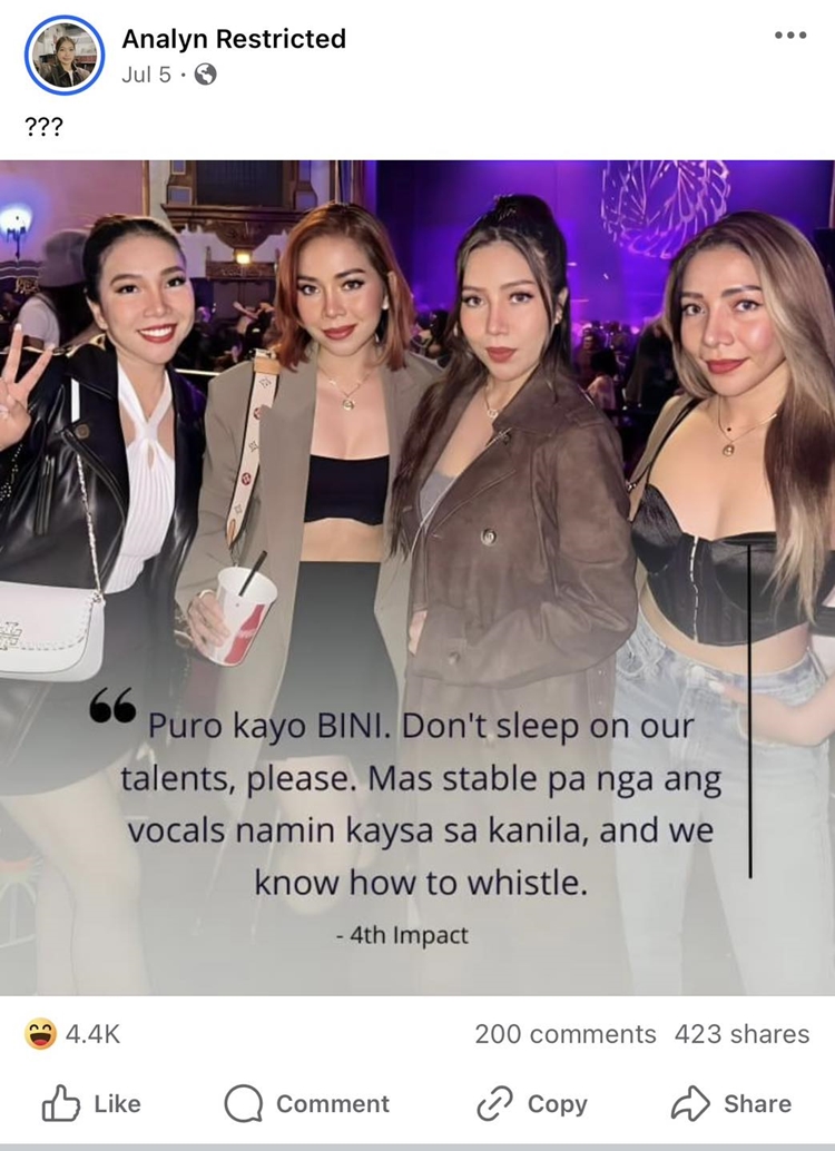 4th Impact Denies Claiming to be "Blackpink" of PH, Criticizing BINI's ...