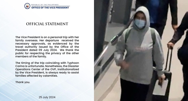 Office of the Vice President Issues Statement on Sara Duterte's Trip to ...