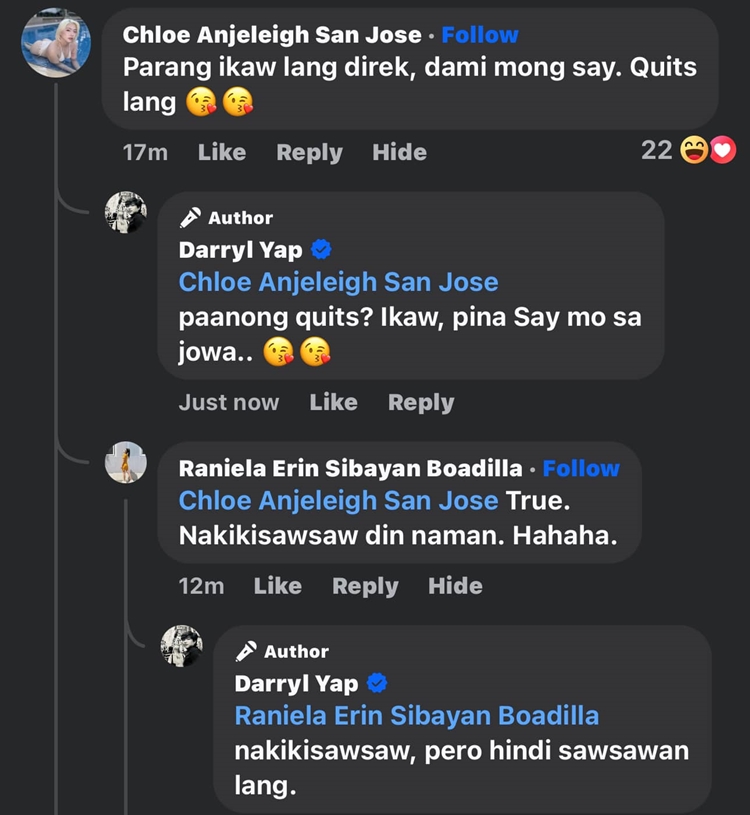 Chloe San Jose Responds to Director Darryl Yap: "Dami mong say" | Newspapers