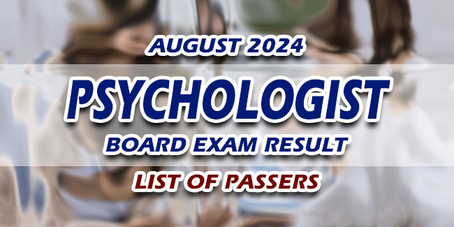 Psychologist Board Exam Result August 2024 LIST OF PASSERS | Newspapers