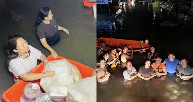 Leni Robredo Braves Floodwater To Distribute Food, Water to Flood ...