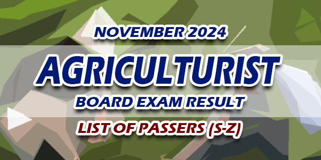 Agriculturist Board Exam Result November 2024 LIST OF PASSERS (S-Z ...