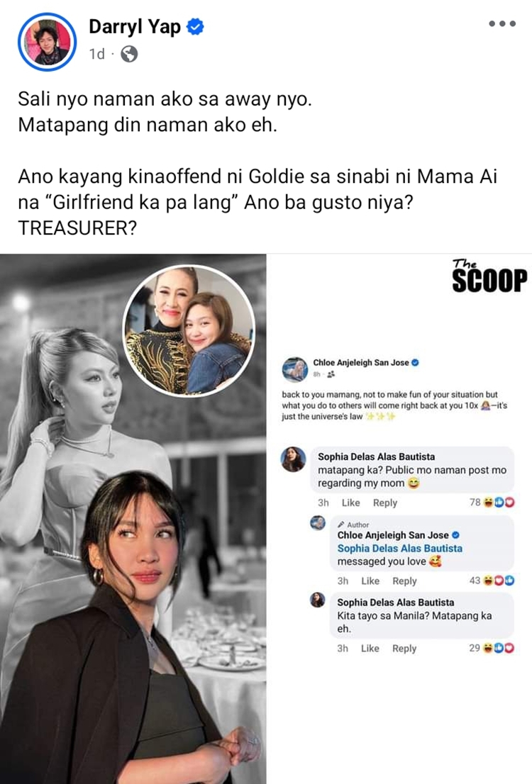Darryl Yap Wants to Join the Chloe-Sophia Issue; Ai-Ai delas Alas ...