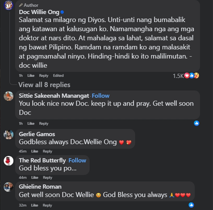 Doc Willie Ong Gives the Latest Update on His Health | Newspapers