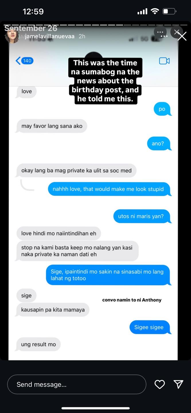 Anthony Jennings' Ex-Girlfriend Jamela Villanueva Posts Alleged "Betrayal" by Actor w/ Maris ...