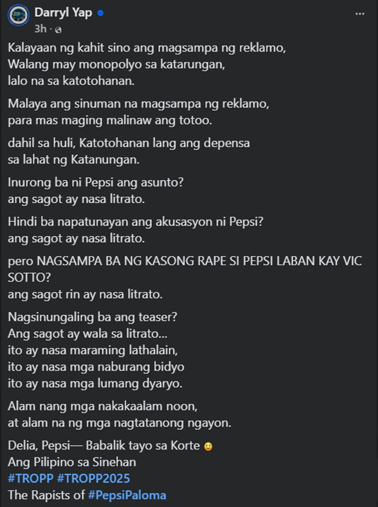 Darryl Yap Responds to Cyber Libel Charges Filed by Vic Sotto | Newspapers